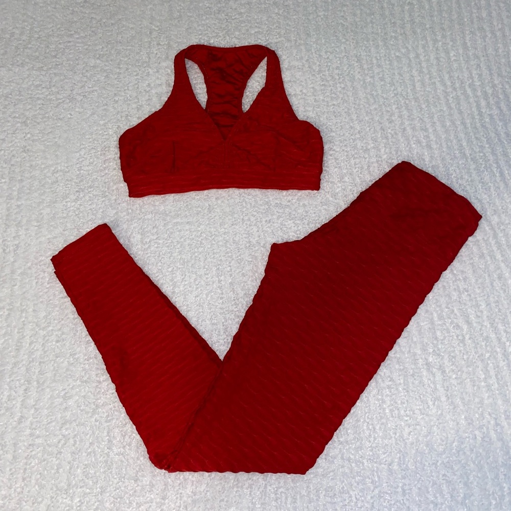 Red Textured Workout Set - Gem